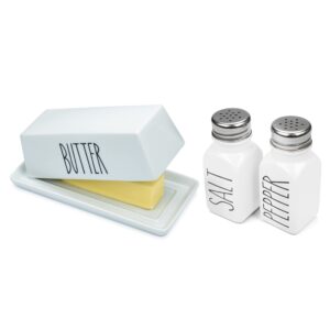 heartland home porcelain butter dish and salt and pepper shaker set