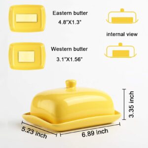 TMOST Butter Dish with Lid for countertop Ceramics Butter Keeper Container Dishwasher safe Ideal Gift for family & friends