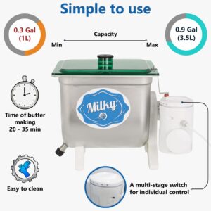 Electric Butter Churn Milky FJ 10 (115V) | Made of Stainless Steel | Fresh Homemade Butter in 20-30 minutes | Easy to Use | 0.9 Gallon Capacity | Made in the EU | 2-Year Warranty