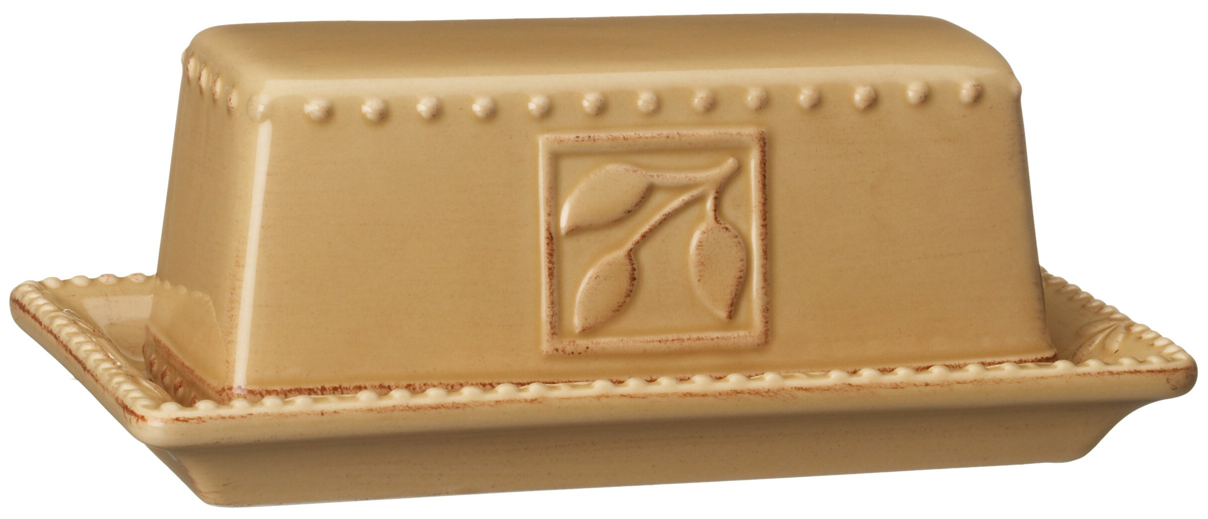 Signature Housewares Sorrento Collection Butter Dish, Gold Antiqued Finish