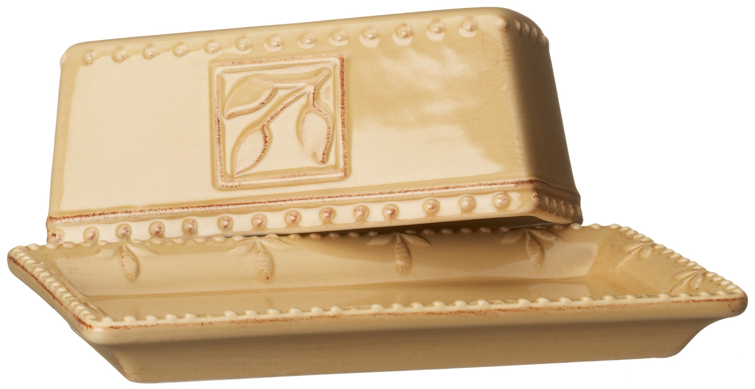 Signature Housewares Sorrento Collection Butter Dish, Gold Antiqued Finish