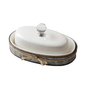 your heart's delight butter dish with galvanized caddy