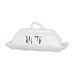 pd home & garden white ceramic farmhouse rustic butter dish, 7.9 x 4 x 3.75 (hxhd022)