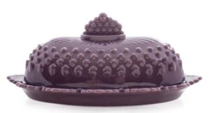 hobnail pattern butterdish - oval 1 stick - eggplant - american made - mosser usa