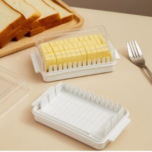 PYOCHOHAN Butter Dish with Lid, Covered Holder for Countertop, Dishwasher Safe Better Butter Spreader Knife with Serrated Edge Shredding Slots (A style)