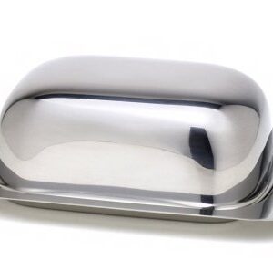 StainlessLUX Stainless Steel Covered Butter Dish, 7.25 by 4.85 by 2.25-Inch, Brilliant Finish