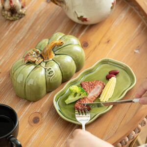 YINYUEDAO Pumpkin Butter Dish with Lid Ceramic Butter Keeper - for Butter, Dishes, Fruits - Butter Dish for Countertop, Counter, Refrigerator - Farmhouse Decoration for Kitchen ( Orange Pumpkin )