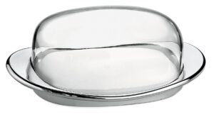 guzzini look butter dish 7.75 x 4.75" x 3" , silver