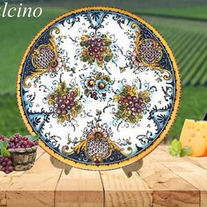 CERAMICHE D'ARTE PARRINI- Italian Ceramic Butter Dish Hand Painted Decorated Grape Made in ITALY Tuscan Art Pottery