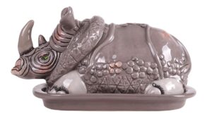 blue sky ceramic 7.5"x4.75"x4" rhino butter dish