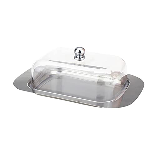 Style 02 (Color: B 18x12x7Cm) Stainless Steel Oval Butter Dish Box Container Shiny 8376-234 Cheese Bread Server Storage Keeper Tray Butter Container With Hold Lid Stainless Steel Oval Butter Dish Box