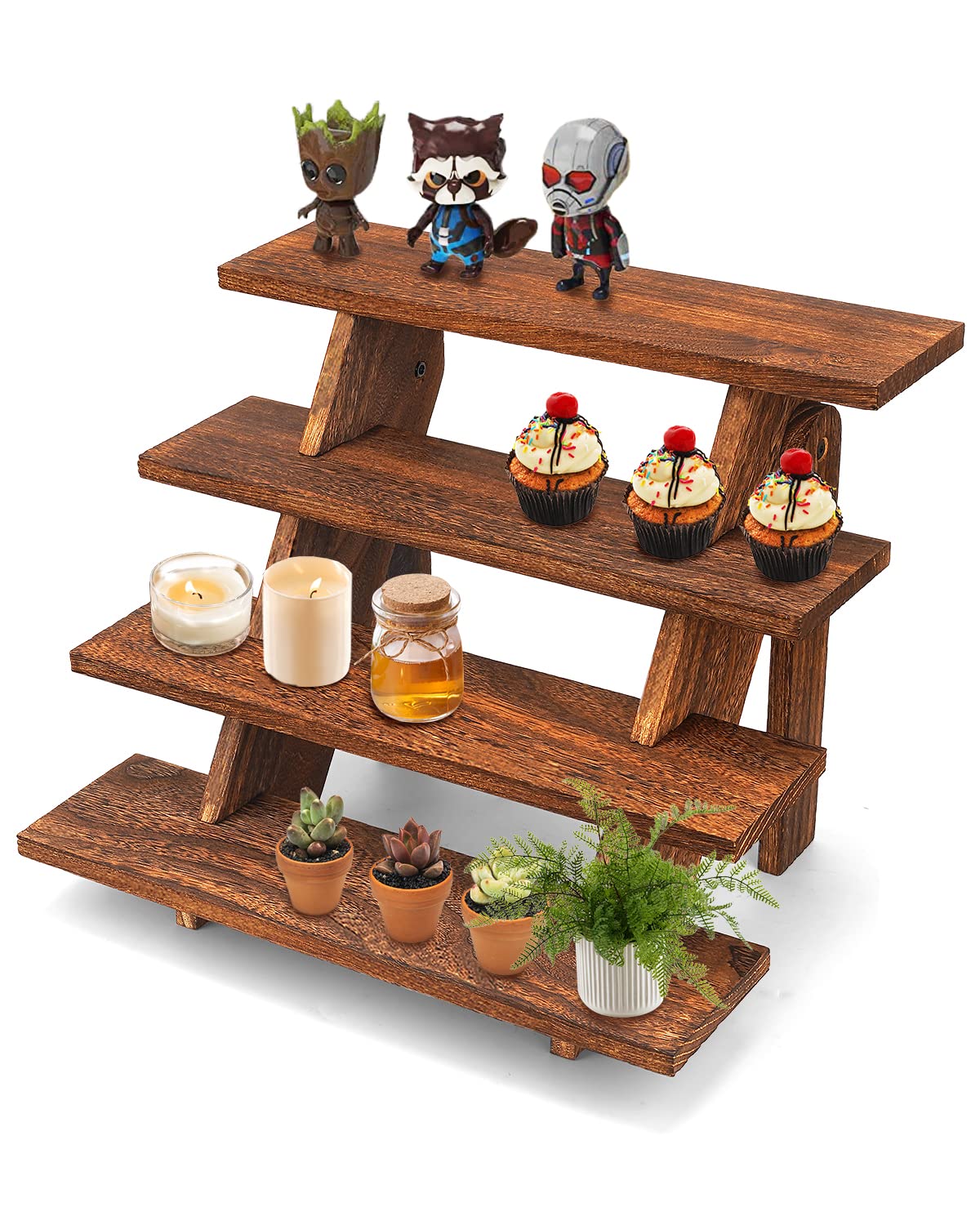 Manspdier Wooden Display Stand Wood Cupcake Stands Tool Free, Rustic Risers for Display Ideal Craft Funko Pop Shelves Table Display Stand for Vendors Wood Riser