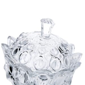 Diamond Star Glass Candy Dish With Lid, Crystal Clear Large Covered Candy Bowl Cookie Jar Candy Buffet Storage Container for Home and Kitchen Office (Large. H: 7", D: 6.5")