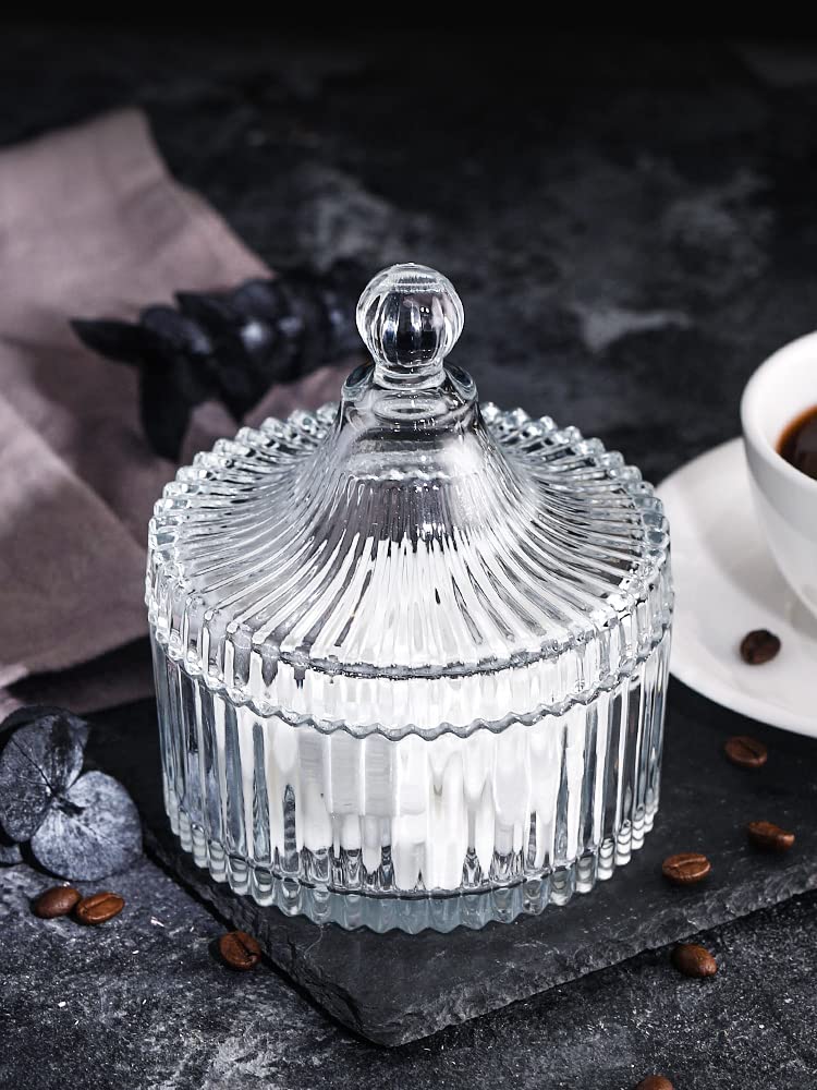 Glazed Glass Candy Dish with Yurt Shape Lid Cover Crystal Sugar Server Bowl Tin Candy Buffet Decorative Cookie Jar Box Bottle Food Storage Container