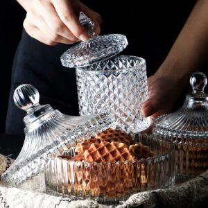 Glazed Glass Candy Dish with Yurt Shape Lid Cover Crystal Sugar Server Bowl Tin Candy Buffet Decorative Cookie Jar Box Bottle Food Storage Container