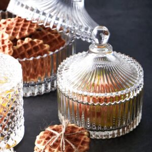 Glazed Glass Candy Dish with Yurt Shape Lid Cover Crystal Sugar Server Bowl Tin Candy Buffet Decorative Cookie Jar Box Bottle Food Storage Container