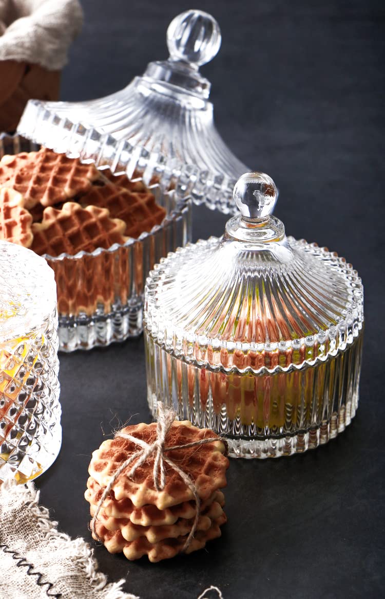 Glazed Glass Candy Dish with Yurt Shape Lid Cover Crystal Sugar Server Bowl Tin Candy Buffet Decorative Cookie Jar Box Bottle Food Storage Container