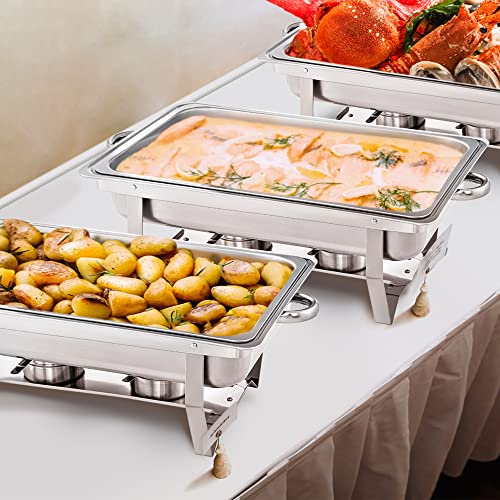 BIEAMA 2 Pack 9QT Chafing Dish with Half Size Food Pans, Stainless Steel Chafer Complete Set, Food Warmer