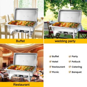 SILVER MOON 2 Pack 9 QT Stainless Steel Chafing Dish Buffet Set, Chafers and Buffet Warmers Sets, Foldable Chafing Dishes, Buffet Servers and Warmers, Food Warmers for Parties (Type 1)