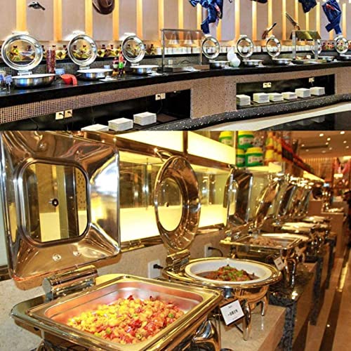 UZOURI Stainless Steel Chafing Dish, Chafing Dish Set Food Warmer Buffet Chafing Dishes Set for Catering Buffet Warmer with Hydraulic Flip, for Buffet Catering(Color:Square Section) (Square Section)