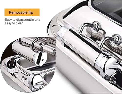 UZOURI Stainless Steel Chafing Dish, Chafing Dish Set Food Warmer Buffet Chafing Dishes Set for Catering Buffet Warmer with Hydraulic Flip, for Buffet Catering(Color:Square Section) (Square Section)