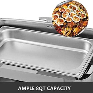 UZOURI Stainless Steel Chafing Dish, Chafing Dish Set Food Warmer Buffet with 2 Chafing Dish Methanol Gel Fuel, for Buffet Catering Kitchen Party