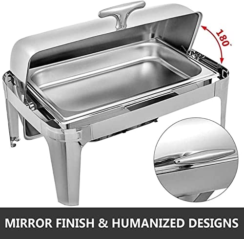 UZOURI Stainless Steel Chafing Dish, Chafing Dish Set Food Warmer Buffet with 2 Chafing Dish Methanol Gel Fuel, for Buffet Catering Kitchen Party