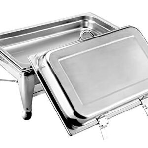 CHEFQ [2 Pack| 8Qt Deluxe Hinged Chafing Dish Foldable Frame Buffet Chafer Stainless Steel Food Warmer and 2 Aprons