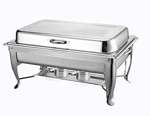 CHEFQ [2 Pack| 8Qt Deluxe Hinged Chafing Dish Foldable Frame Buffet Chafer Stainless Steel Food Warmer and 2 Aprons