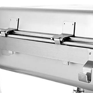 CHEFQ [2 Pack| 8Qt Deluxe Hinged Chafing Dish Foldable Frame Buffet Chafer Stainless Steel Food Warmer and 2 Aprons