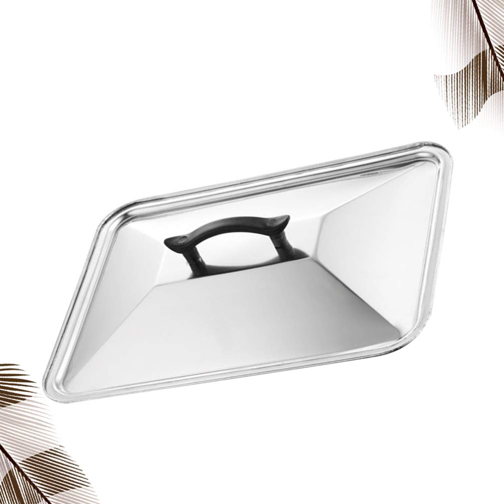 Cabilock Stainless Steel Pan Cover Lid for Chafing Dishes and Steam Table Pans Rectangle Pan Lids for Food Warmer Buffet Serving Chafing Dishes Without Window L