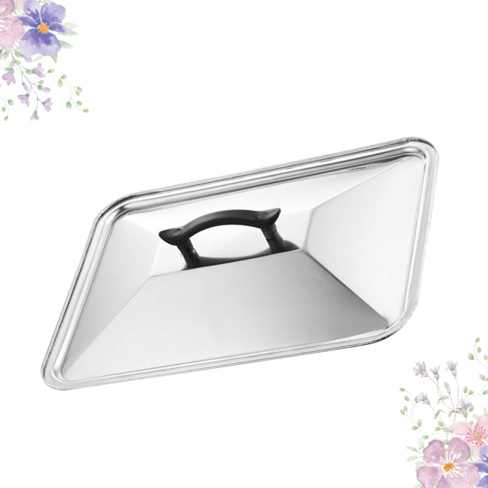 Cabilock Stainless Steel Pan Cover Lid for Chafing Dishes and Steam Table Pans Rectangle Pan Lids for Food Warmer Buffet Serving Chafing Dishes Without Window L