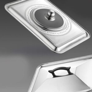 Cabilock Stainless Steel Pan Cover Lid for Chafing Dishes and Steam Table Pans Rectangle Pan Lids for Food Warmer Buffet Serving Chafing Dishes Without Window L