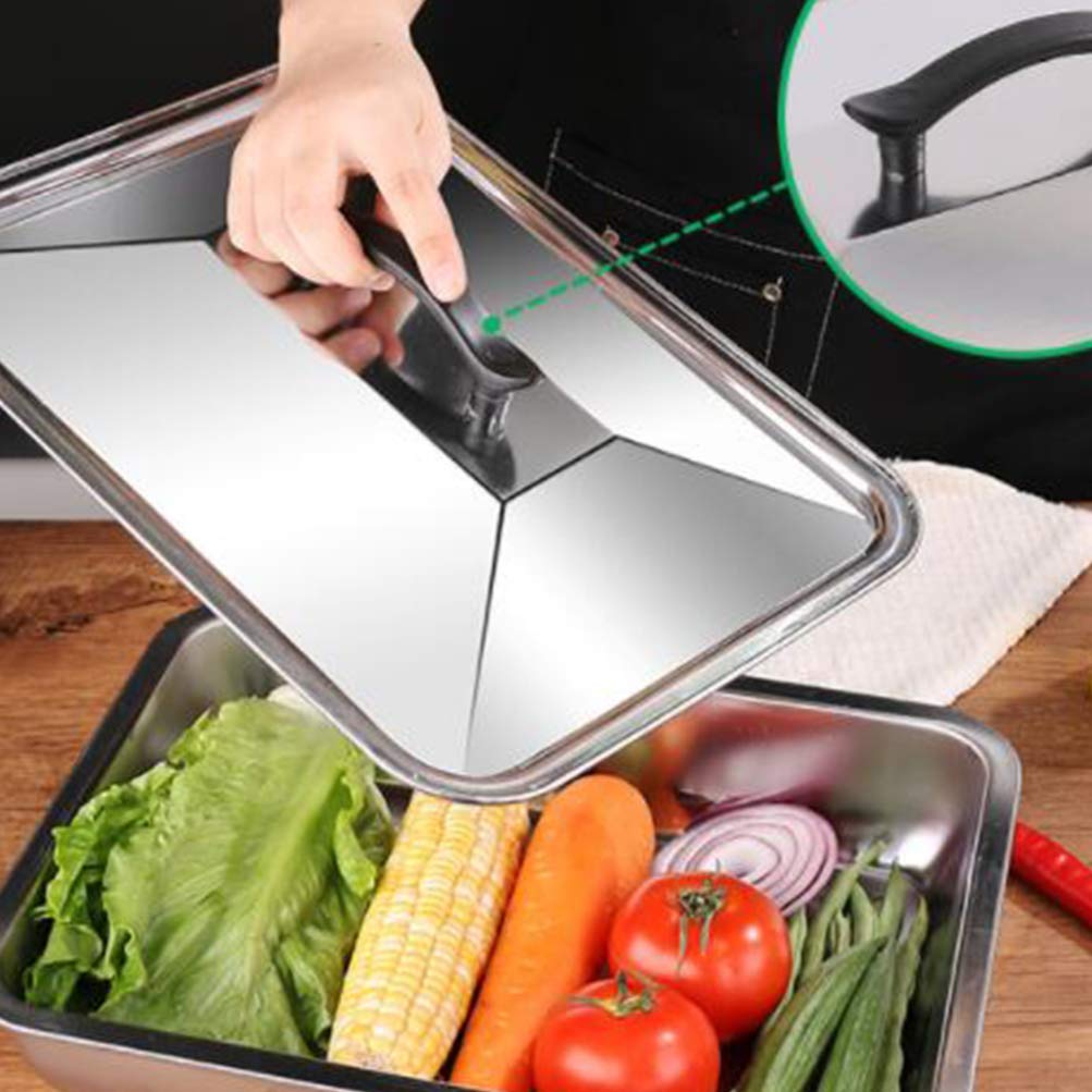 Cabilock Stainless Steel Pan Cover Lid for Chafing Dishes and Steam Table Pans Rectangle Pan Lids for Food Warmer Buffet Serving Chafing Dishes Without Window L