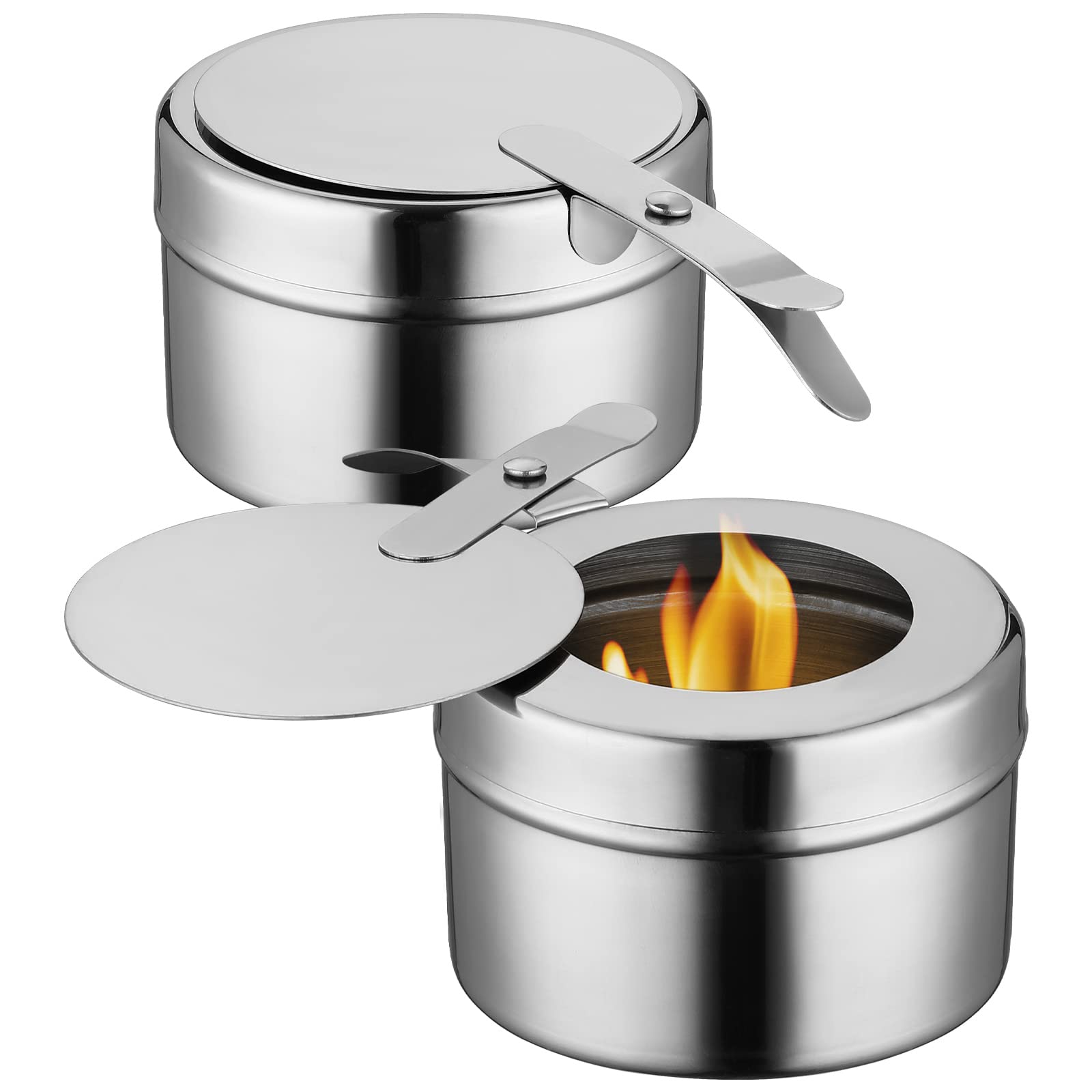 Kichvoe 2pcs Stainless Steel Chafer Wick Fuel Holder Canned Heat Holder Chaffing Dishes Replacement for Buffets Catering Event