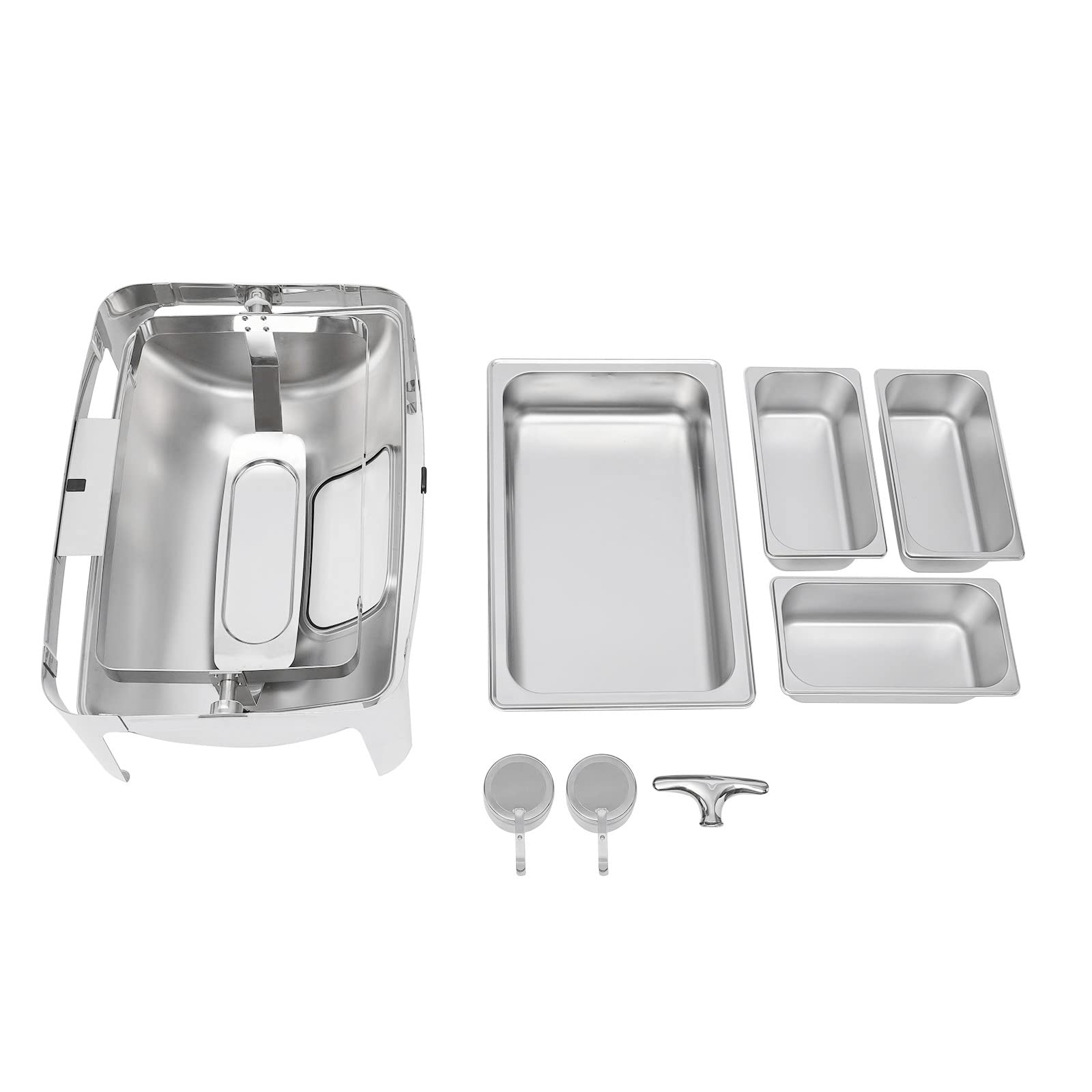 Roll-top Chafing Dish Buffet Warmer Commercial 3-Pot Catering Warmer Set Sliver Food Warmer with Stainless Steel Rolling Lid Chafer Chafers for Weddings, Buffets or Other Banquets