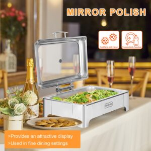 Electric Chafing Dish,Rectangular Chafing Dish Buffet Set with Glass Top, Soft-Close Lid, Chafer for Catering Buffet Servers and Warmers