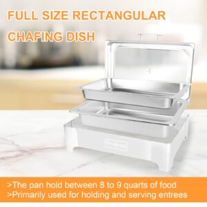 Electric Chafing Dish,Rectangular Chafing Dish Buffet Set with Glass Top, Soft-Close Lid, Chafer for Catering Buffet Servers and Warmers