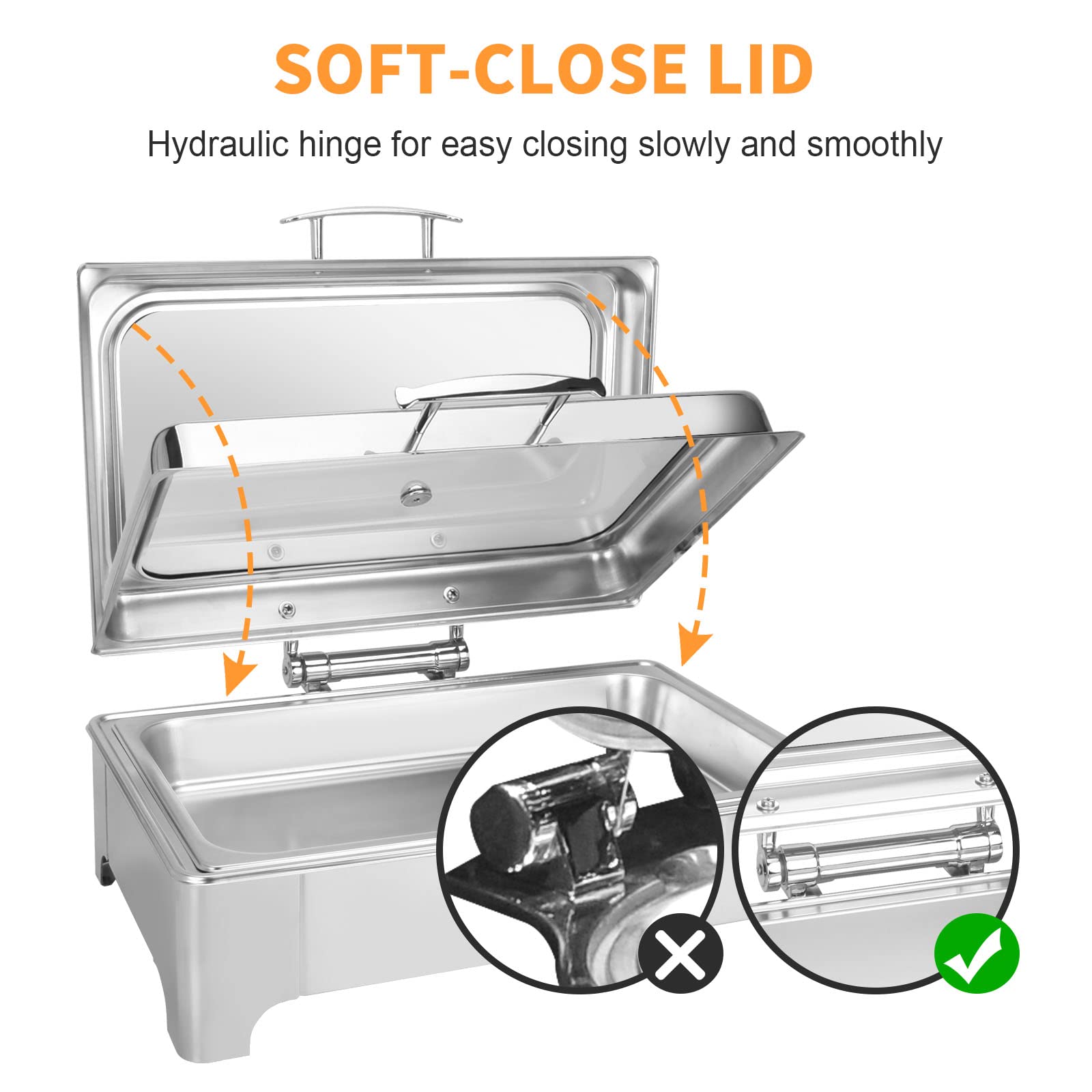 Electric Chafing Dish,Rectangular Chafing Dish Buffet Set with Glass Top, Soft-Close Lid, Chafer for Catering Buffet Servers and Warmers