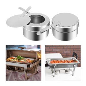 UOIENRT 3 Pcs Stainless Steel Chafer Wick Fuel Sterno, Canned Heat Holder with Safety Cover, Perfect for Buffets and Catering Events, Silver