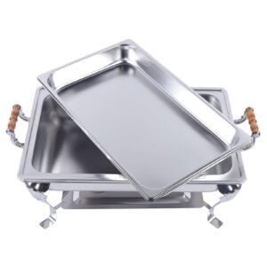 Chafing Dish Buffet Set, Stainless Steel Warming Container Chafing Dish Food Warmer Food Insulation Rectangular Buffet Server Pan Size 20.9×12.8×2.6inch (20.9×12.8×2.6inch)