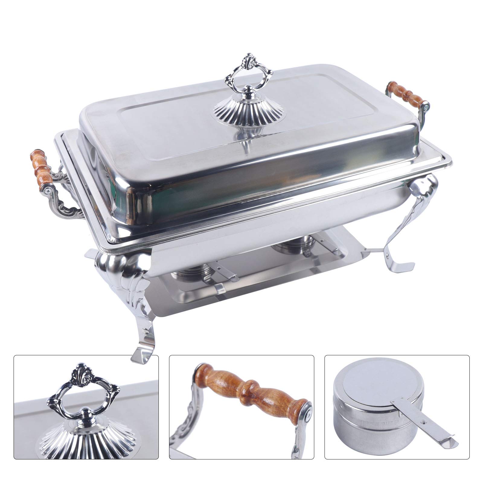 Chafing Dish Buffet Set, Stainless Steel Warming Container Chafing Dish Food Warmer Food Insulation Rectangular Buffet Server Pan Size 20.9×12.8×2.6inch (20.9×12.8×2.6inch)