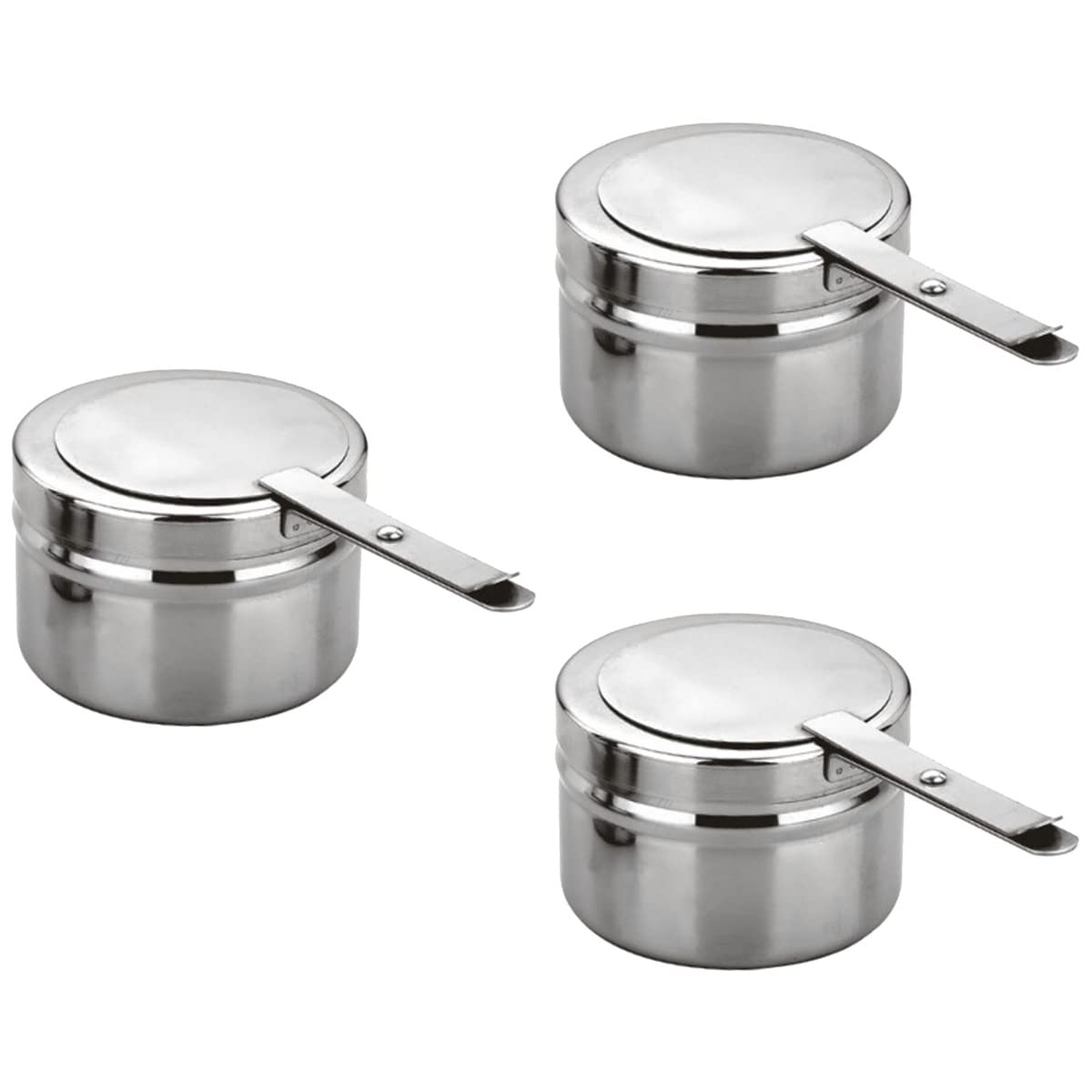 DOITOOL 3Pack Stainless Steel Fuel Holders, Round Chafing Fuel Holders with Cover, Fuel Holder for Chafing Dish, and Buffet, Barbecue, Party Supplies