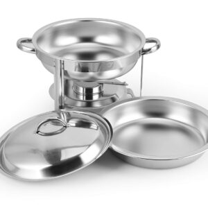 CHEFQ [Set Of 2] Round Chafing dish buffet set Stainless Steel 4 Quart Capacity