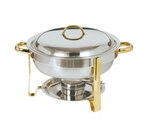 update international dc-4/gb stainless steel gold-accented chafer, round, 4-quart