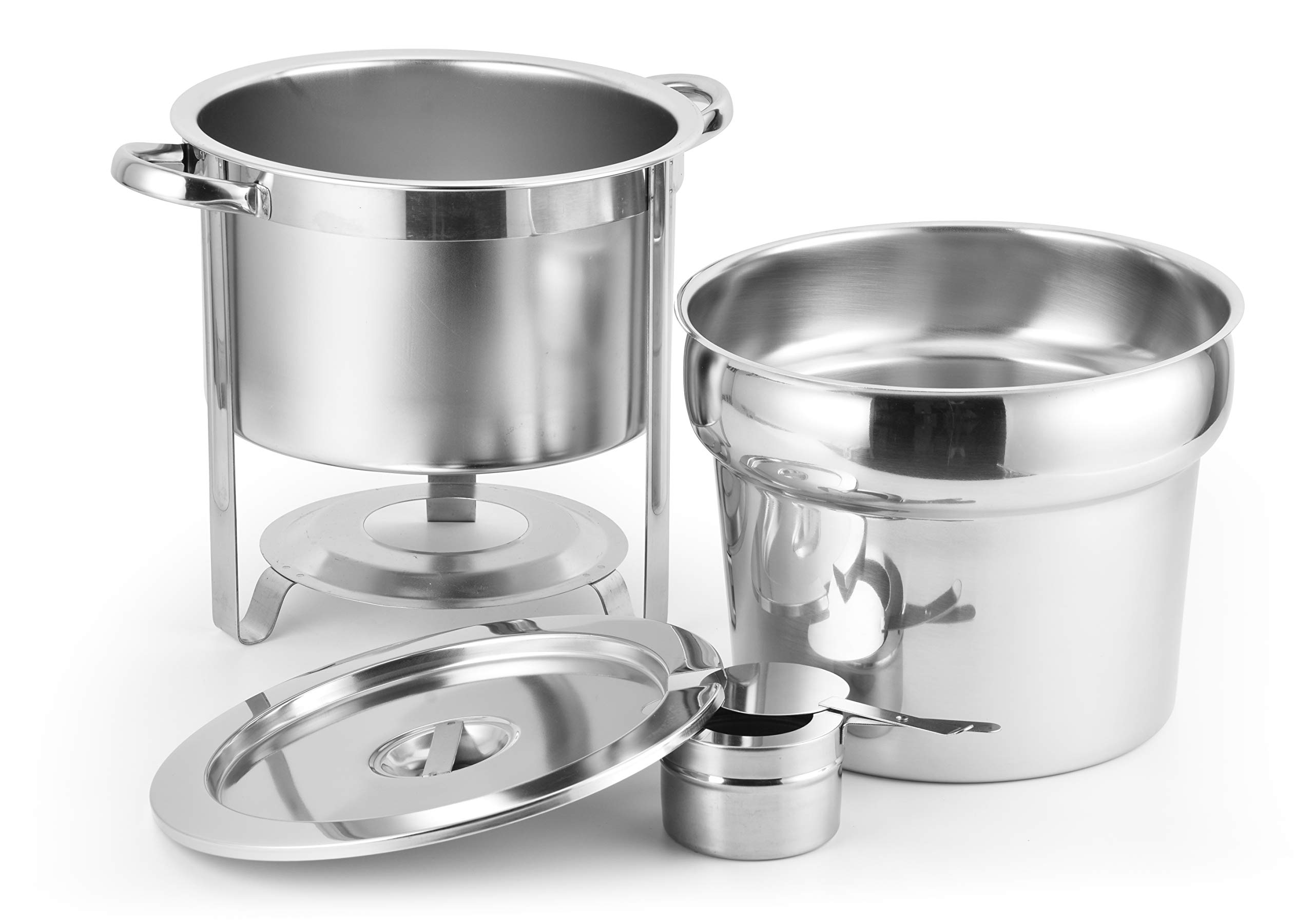 2 Pk 7qt Deluxe Marmite Soup Chafer With 2 6oz Stainless Steel Ladle And 2 Aprons