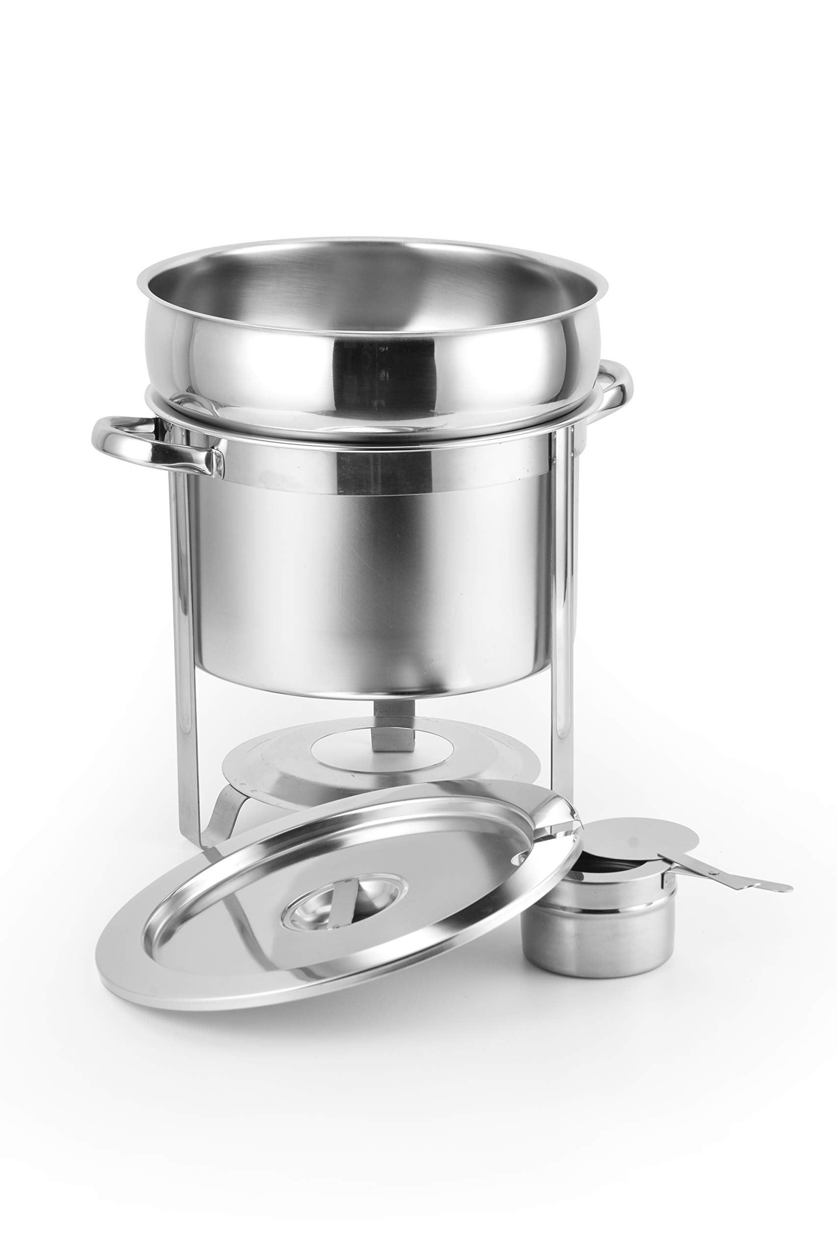 2 Pk 7qt Deluxe Marmite Soup Chafer With 2 6oz Stainless Steel Ladle And 2 Aprons