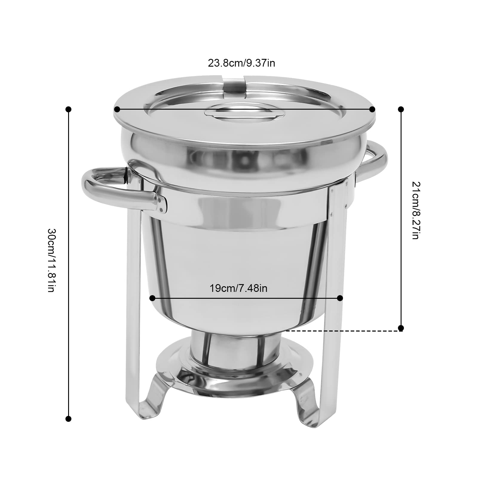 Stainless Steel Round Soup Warmer, 7L/7.4Qt Large Capacity Chafing Dish Buffet Set, Soup Chafer Buffet Chafer with Lid for Catering, Parties, Events, Wedding