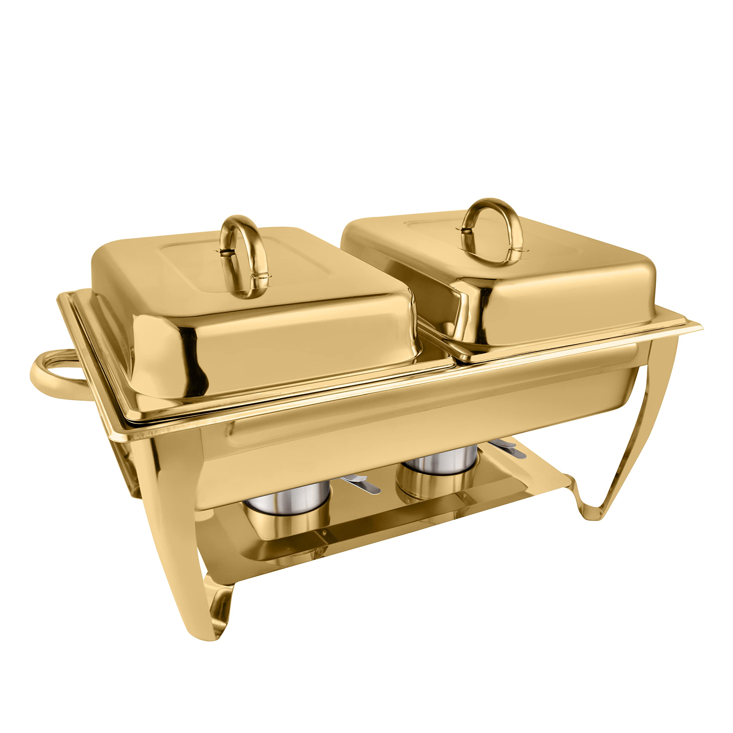 HONHPD Golden Chafing Dish Buffet Set, 9 QT Stainless Steel Food Warmer - 9 Liters Buffet Servers with Fuel Holder & Water Pan - Chafer Set for Banquet Parties Even Catering Wedding