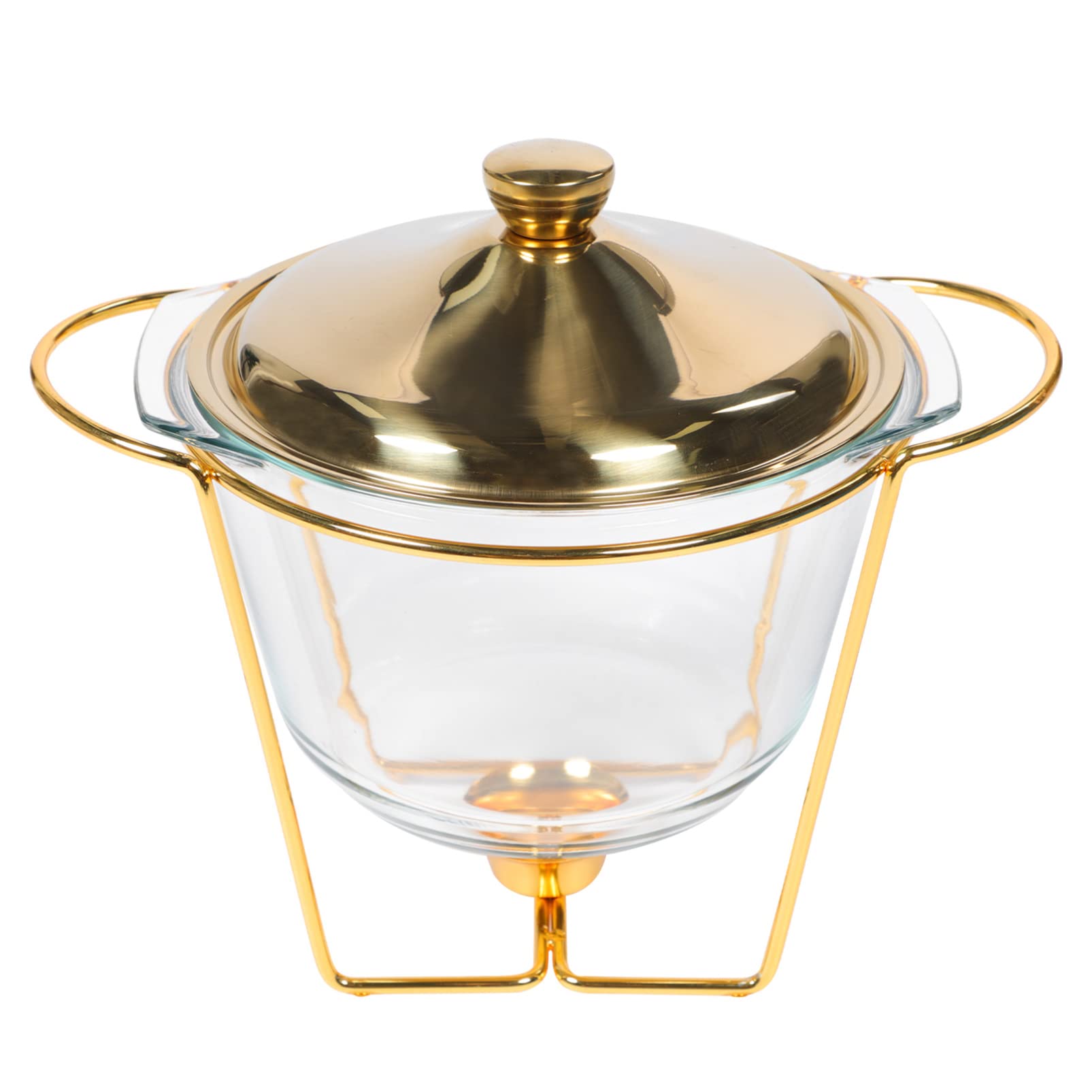 YARDWE Round Chafing Dish Buffet Set: Chafing Dish Round Buffet Warmer Chafer Set Glass Food Pan Water Pan Fuel Holders for Buffet Wedding Parties Banquet Catering Events